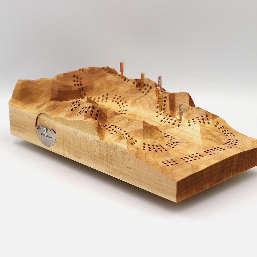 Lake Louise 3D Maple Cribbage Board – Alberta's Own